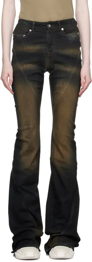 Rick Owens Black & Brown Bias Bootcut Jeans In 84 Mud - 45% Off